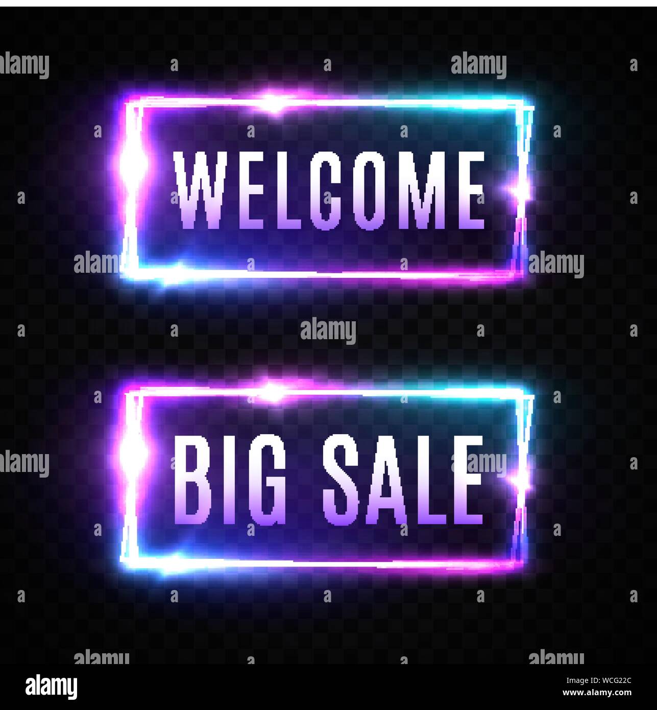 Welcome! realistic neon sign hi-res stock photography and images - Alamy