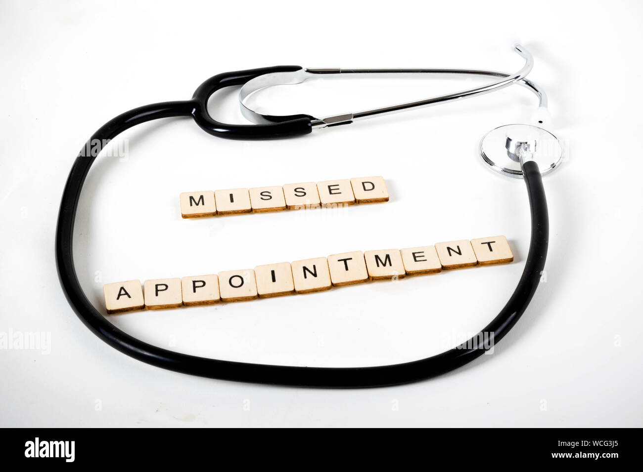 Medical or Healthcare concept with a stehoscope and the message Missed ...