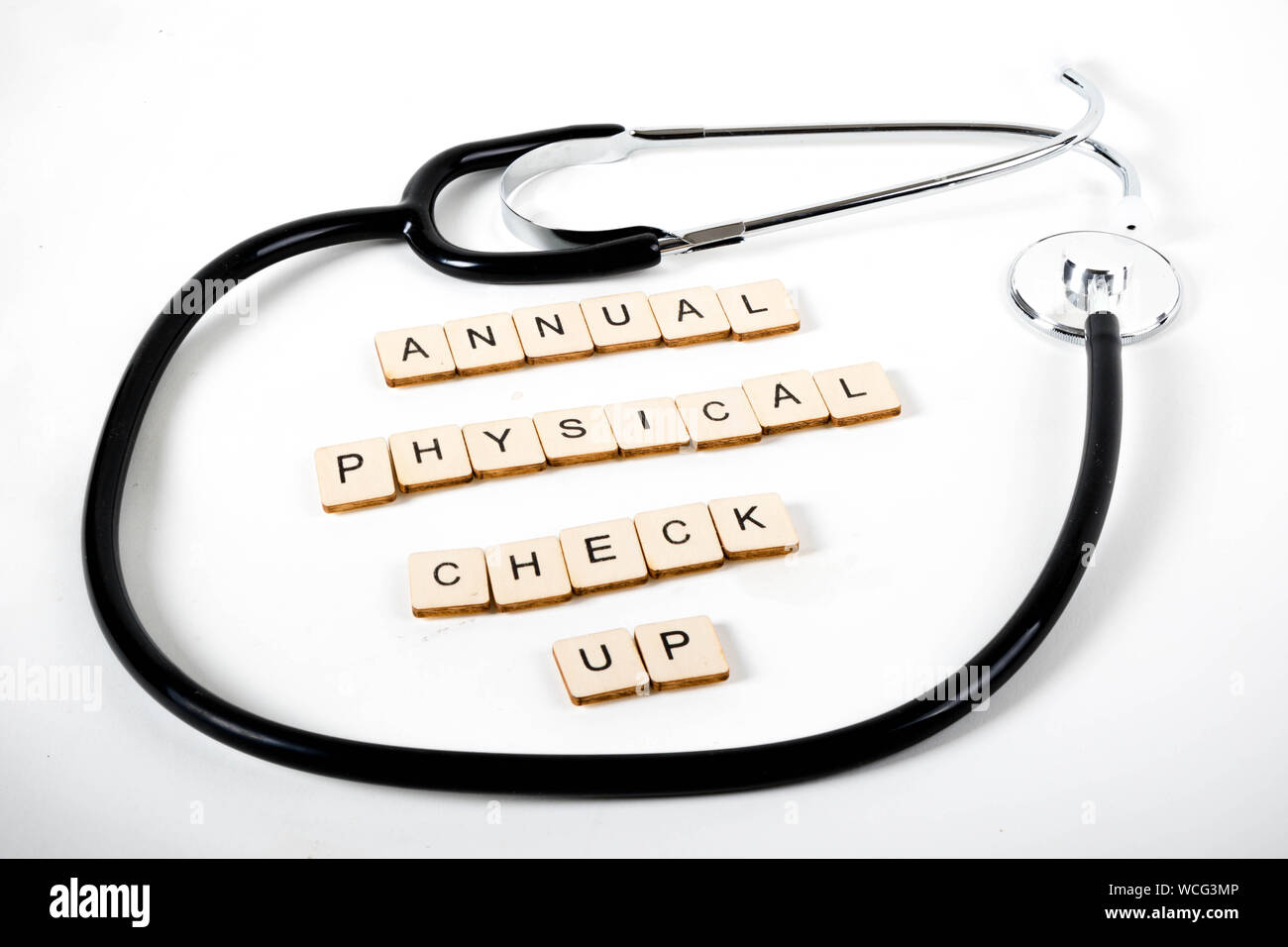 Medical or Healthcare concept with a stehoscope and the message Annual ...