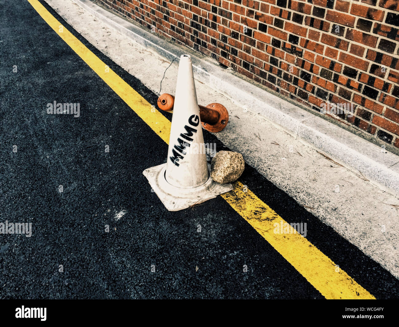 Traffic Cone On Road Stock Photo - Alamy