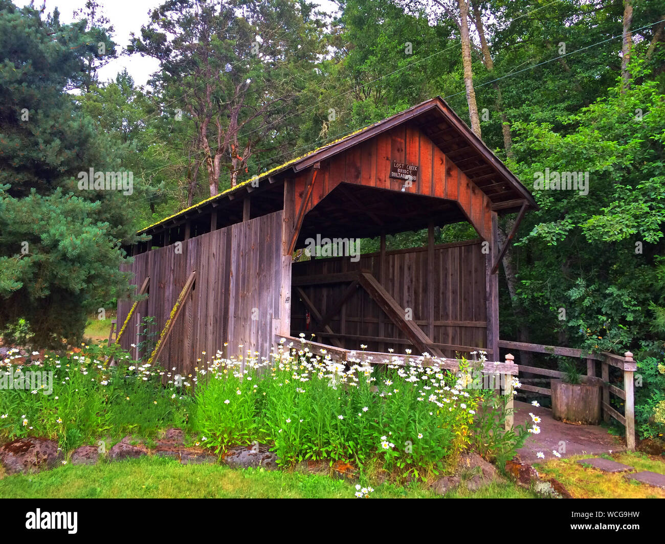 Old Wooden Covered Bridge Stock Photo - Alamy