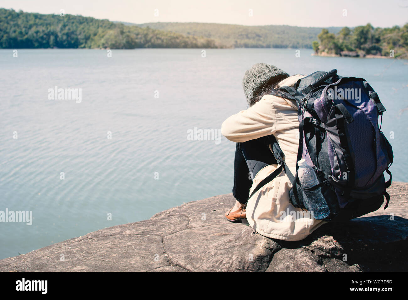 Woman backpack rear view hi-res stock photography and images - Alamy