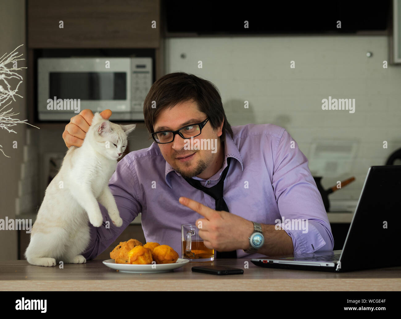 Man and his cat hi-res stock photography and images - Alamy