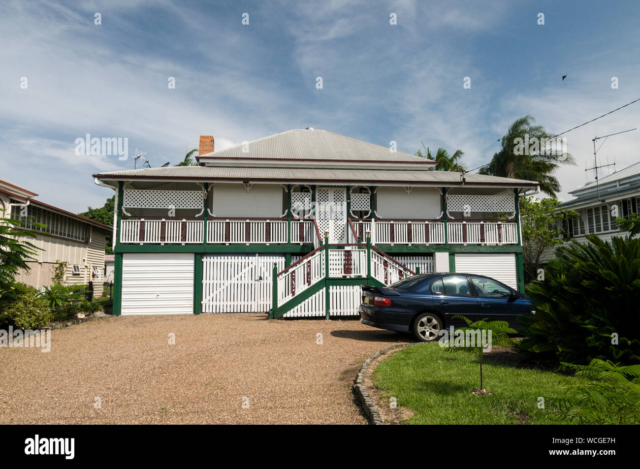 A Federation Queenslander house designed and built on stilts, is an ...