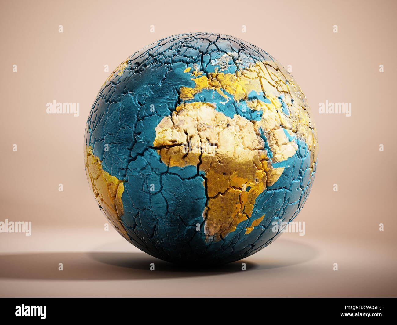 Dry earth with cracked soil. 3D illustration Stock Photo - Alamy