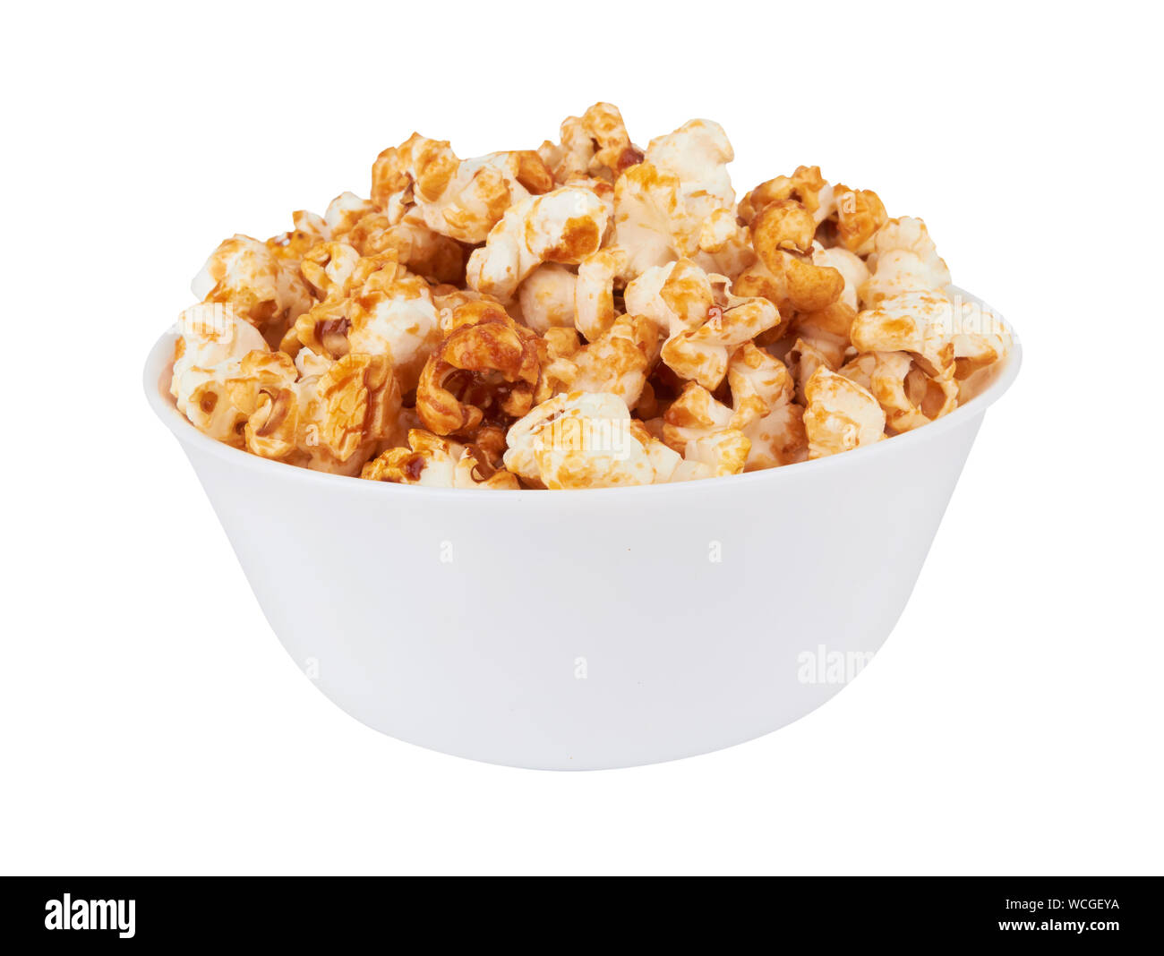 Popcorn in bowl isolated on a white background Stock Photo - Alamy