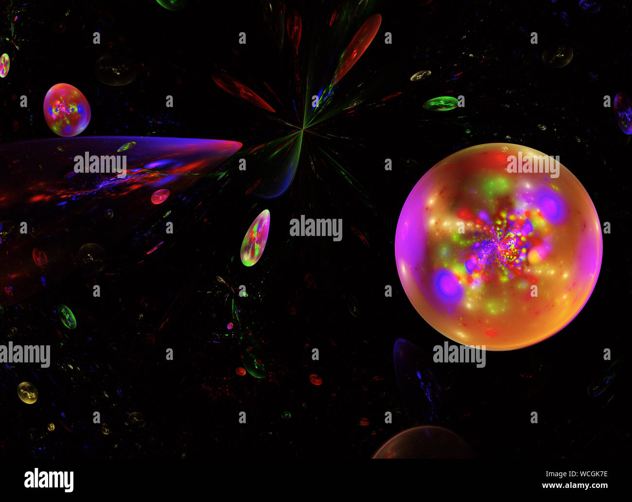 Abstract dynamic background with lighting effect. Fractal universe ...