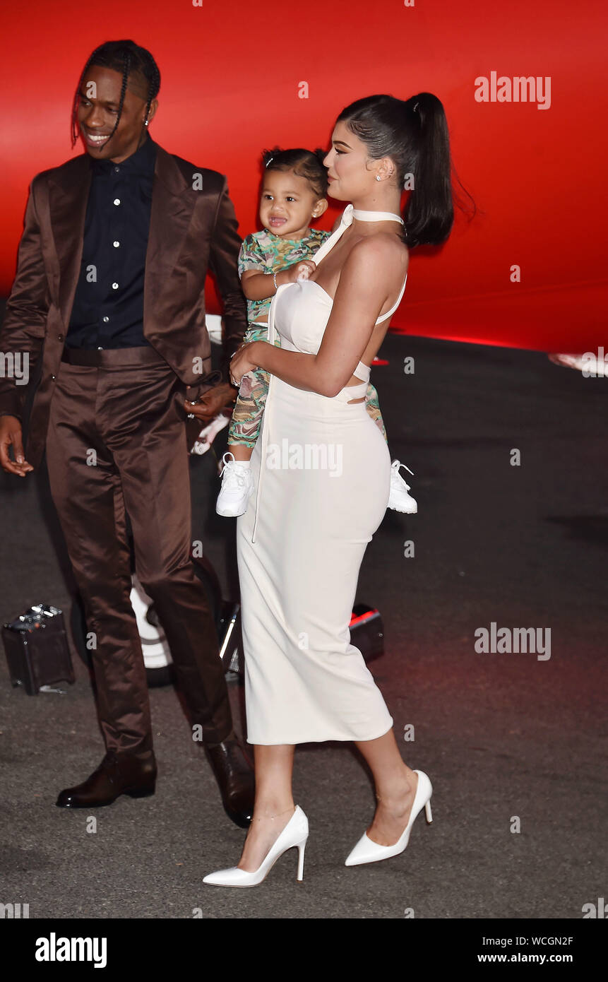 SANTA MONICA, CA - AUGUST 27: (L-R) Travis Scott, Stormi Webster and ...