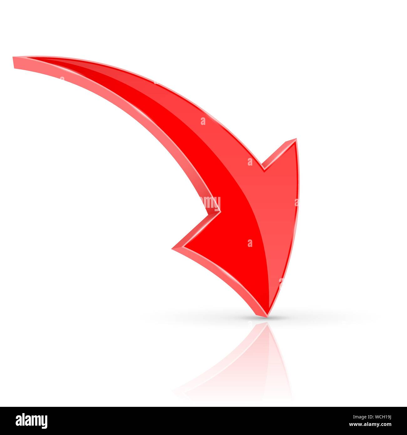Down 3d arrow. Red sign with reflection Stock Vector Image & Art - Alamy