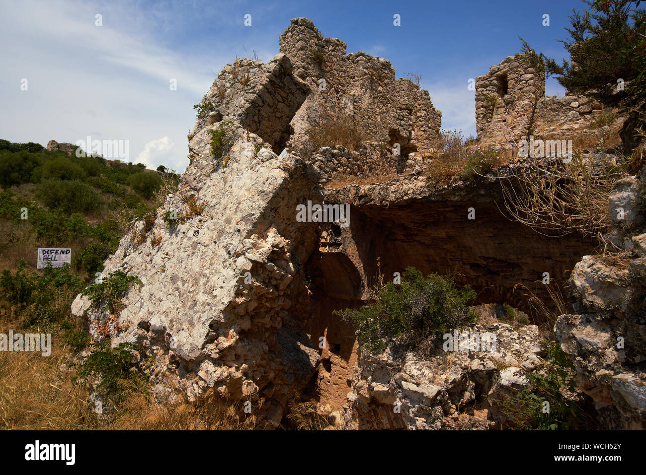 Old Navarino castle a ruined 13th century fortress near Pylos in Greece ...