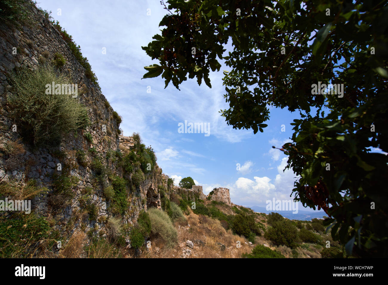 Old Navarino castle a ruined 13th century fortress near Pylos in Greece ...
