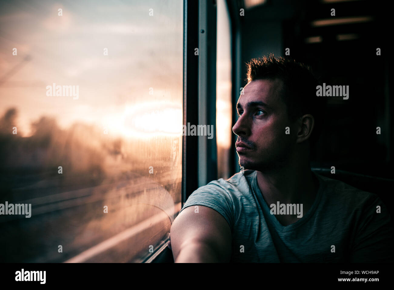 Train Window At Sunset High Resolution Stock Photography and Images - Alamy