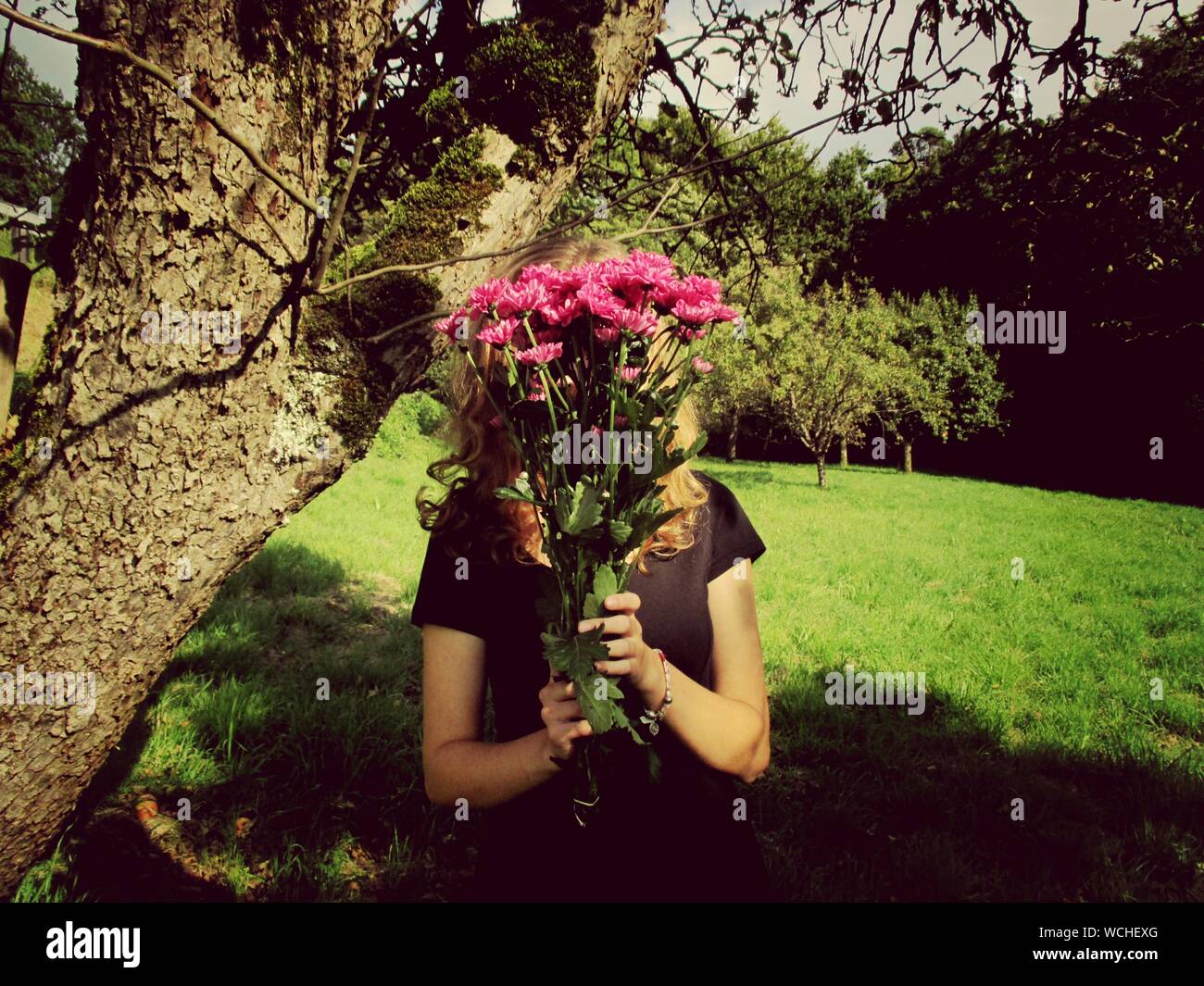 Holding flowers in front of face hi-res stock photography and images ...
