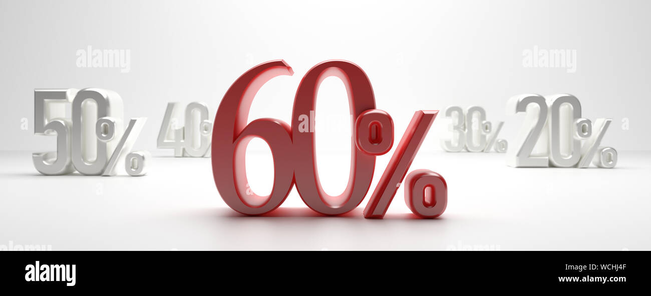 60 percent discount text on white background, banner. 60% off, Sale 60% ...