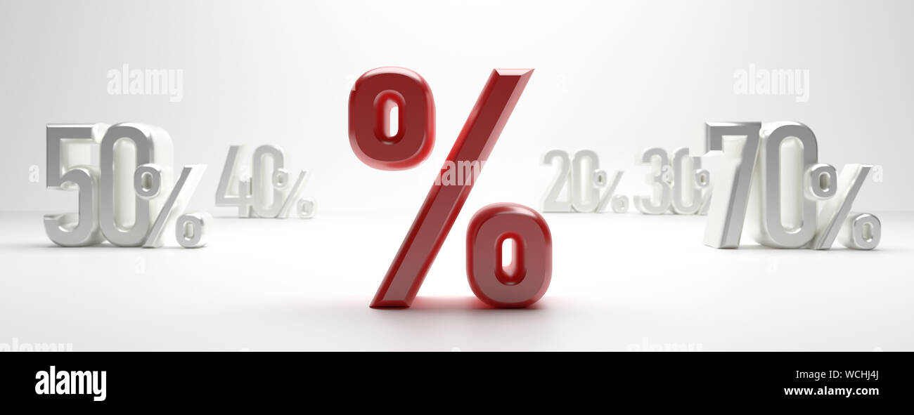 Sale percent discount % text against white background, banner ...