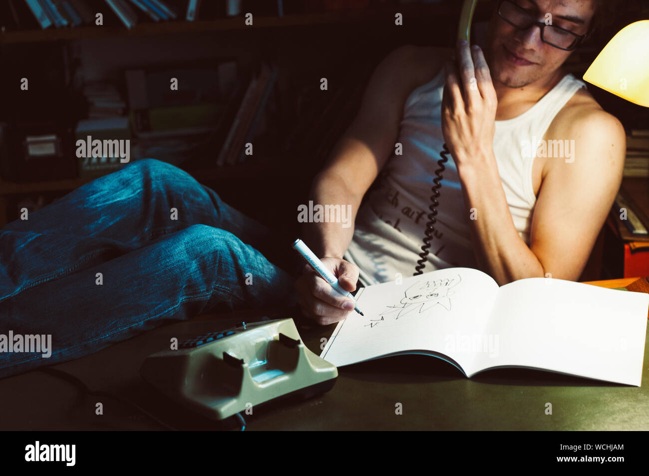 Man landline phone hi-res stock photography and images - Alamy