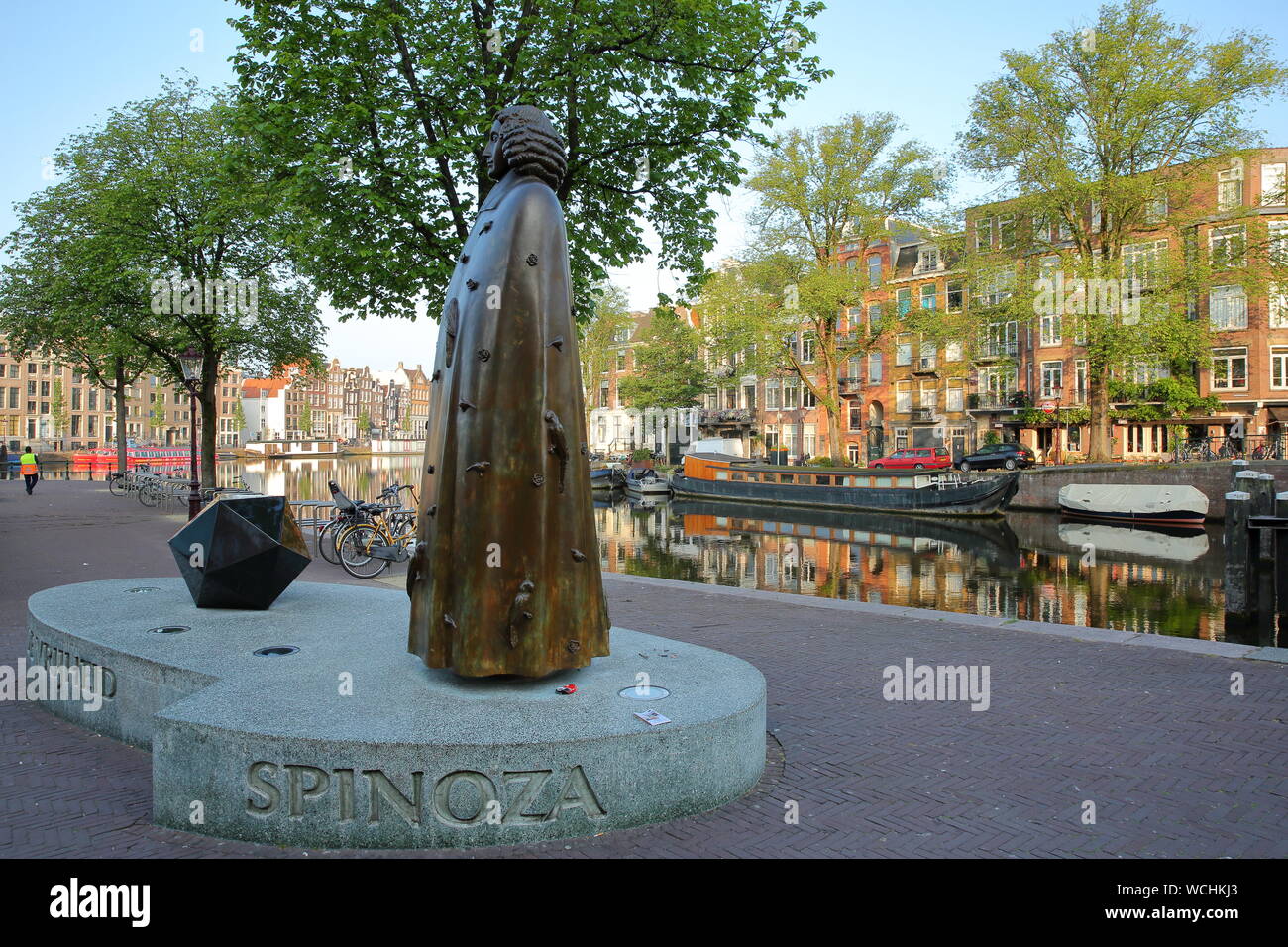 AMSTERDAM, NETHERLANDS - JULY 17, 2019: Statue of Benedictus (baruch ...