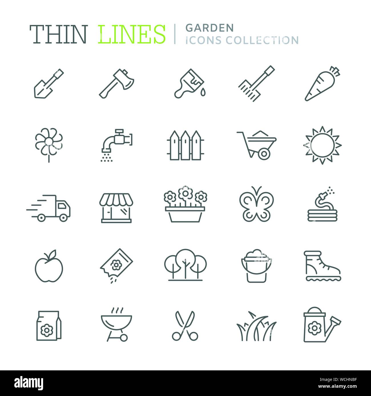 Collection of garden thin line icons Stock Vector Image & Art - Alamy