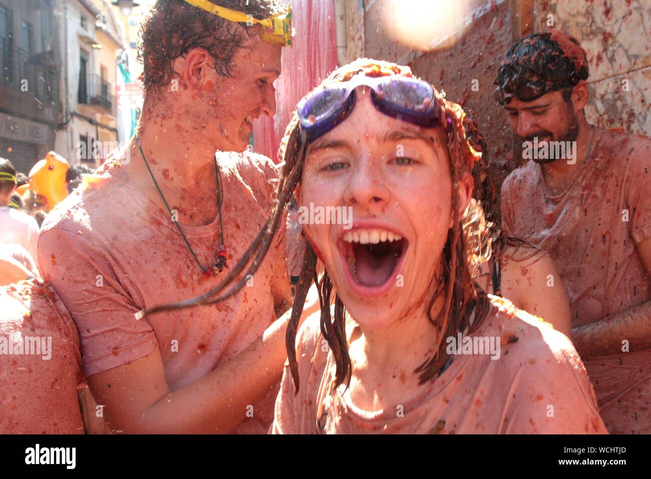 Bunol, Spain. 28th Aug, 2019. Buñol, Spain; 28/08/2019.- La Tomatina, a ...