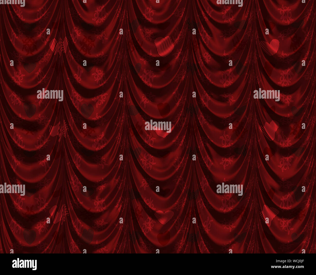 Luxury curtain of red color with heart pattern background Stock Photo ...