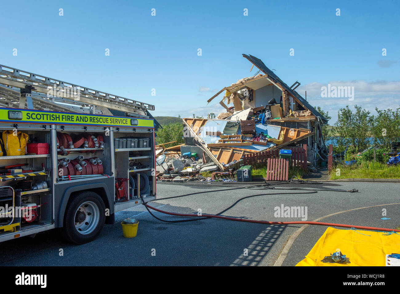 Domestic house explosion caused by gas in the village of Brae Shetland ...