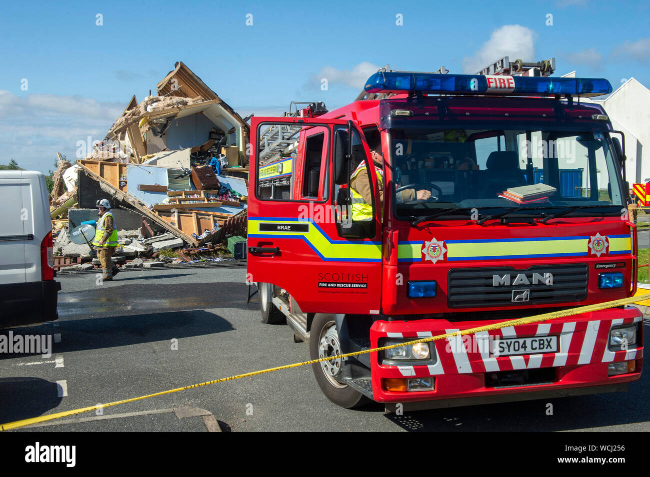 Domestic house explosion caused by gas in the village of Brae Shetland ...