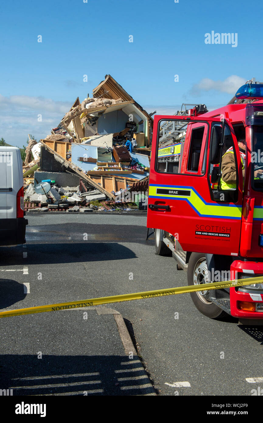 Domestic house explosion caused by gas in the village of Brae Shetland ...