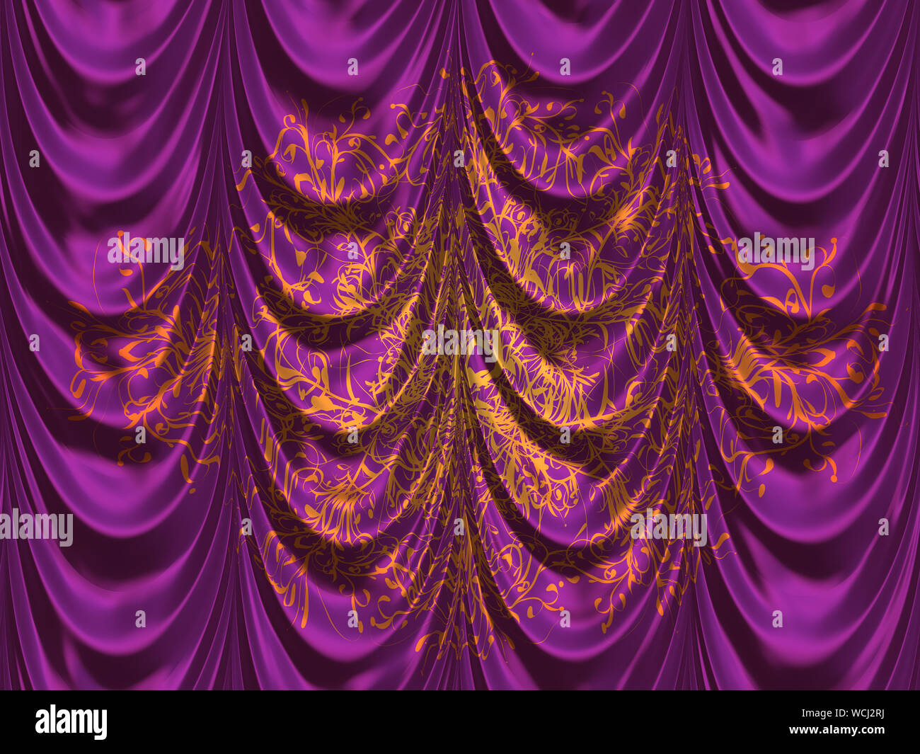 Vintage purple satin curtains with pattern background Stock Photo - Alamy