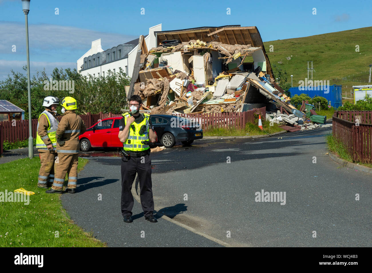 Domestic house explosion caused by gas in the village of Brae Shetland ...