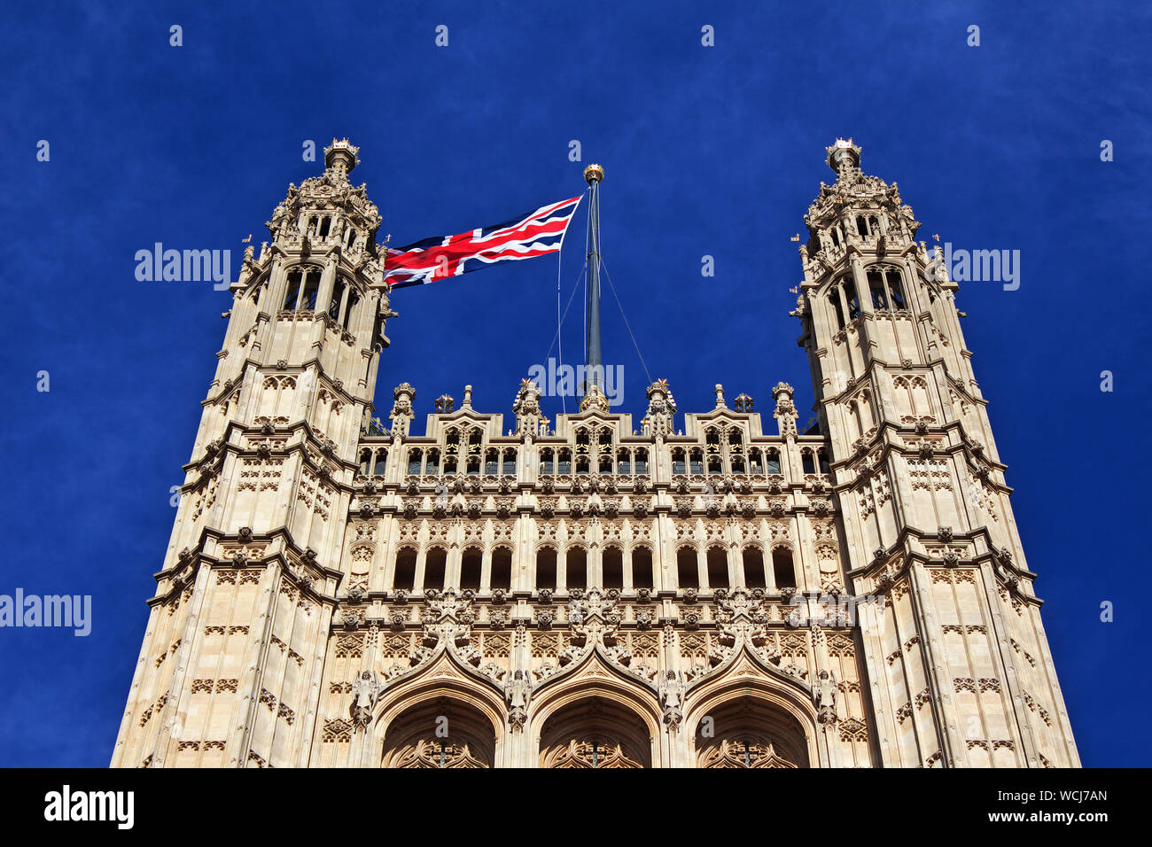 The building of British Parliament in London city, England Stock Photo ...