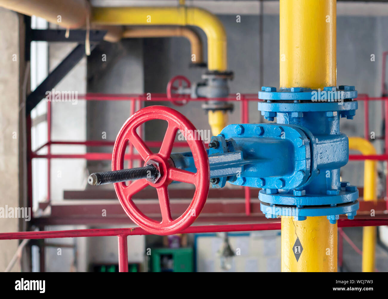 Gas shut-off valve at gas processing station Stock Photo - Alamy