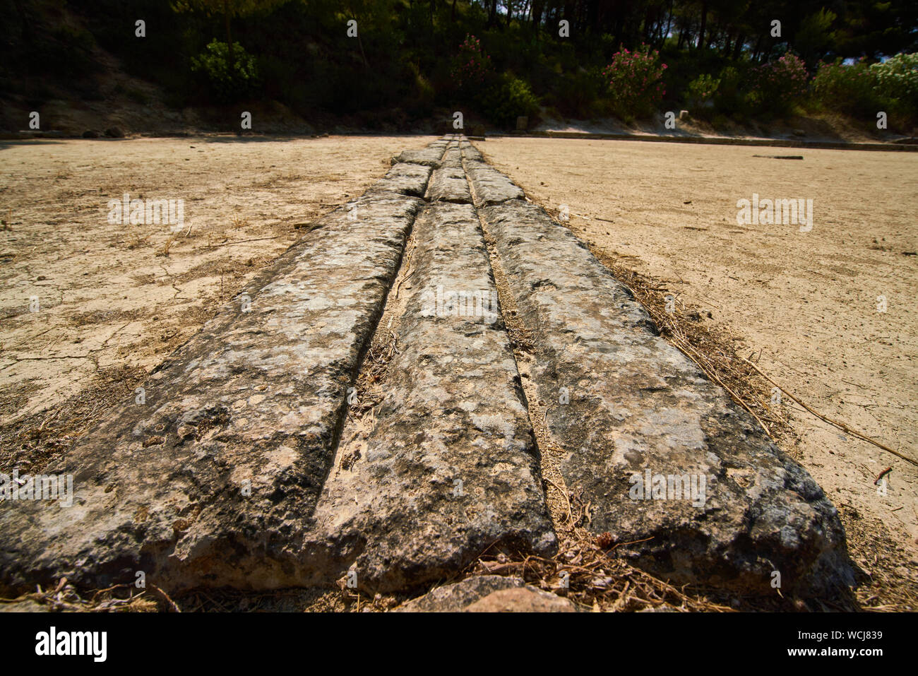 The ancient stadium at Nemea in Greece Stock Photo - Alamy