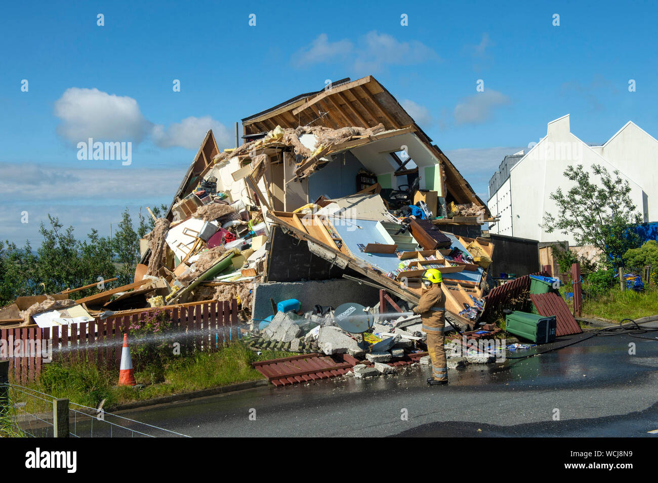 Domestic house explosion caused by gas in the village of Brae Shetland ...