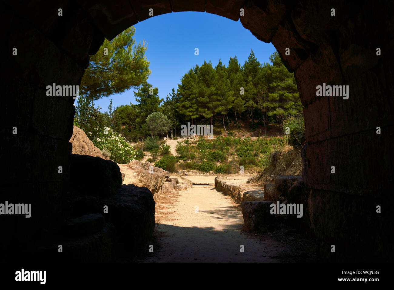 Entrance to the ancient stadium at Nemea in Greece Stock Photo - Alamy