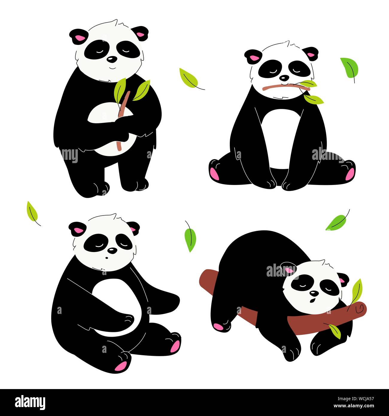 Cute panda - flat design style set of characters Stock Vector Image ...