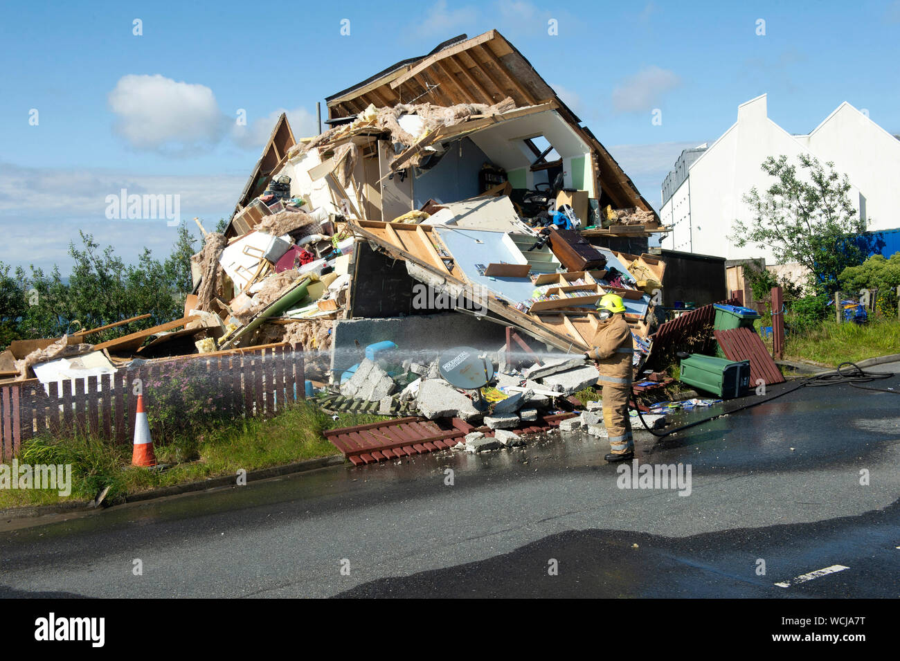 Domestic house explosion caused by gas in the village of Brae Shetland ...