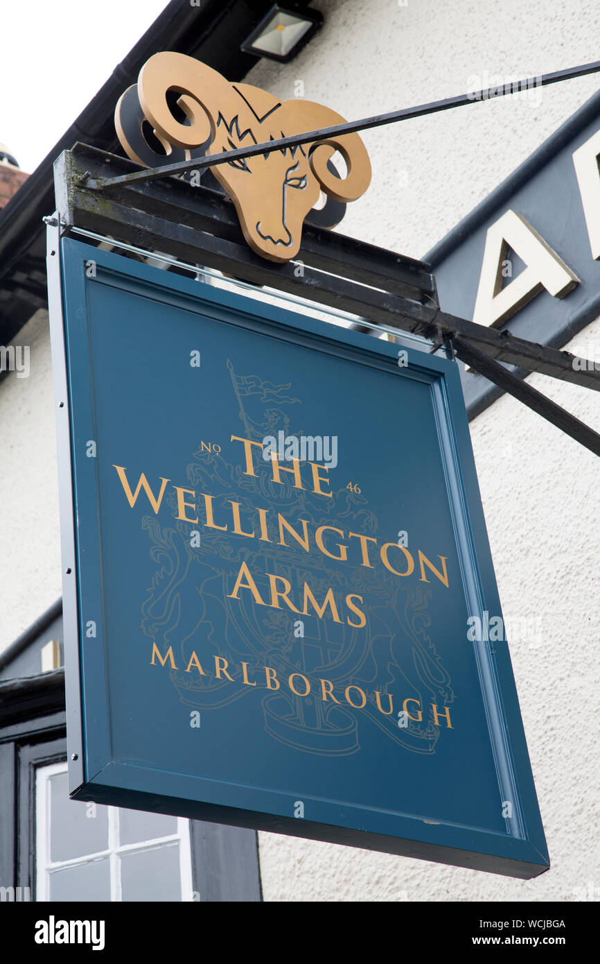 Wellington Arms Pub Sign, Marlborough; Wiltshire; England; UK Stock ...