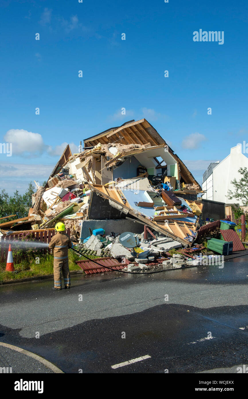 Domestic house explosion caused by gas in the village of Brae Shetland ...