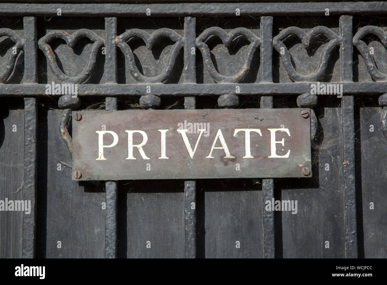 Private Sign on Metal Gate Stock Photo - Alamy