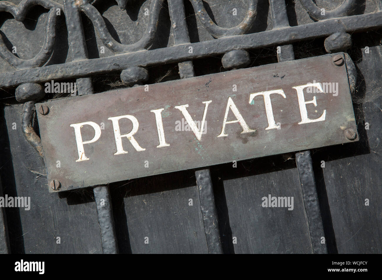 Private Sign on Metal Gate Stock Photo - Alamy