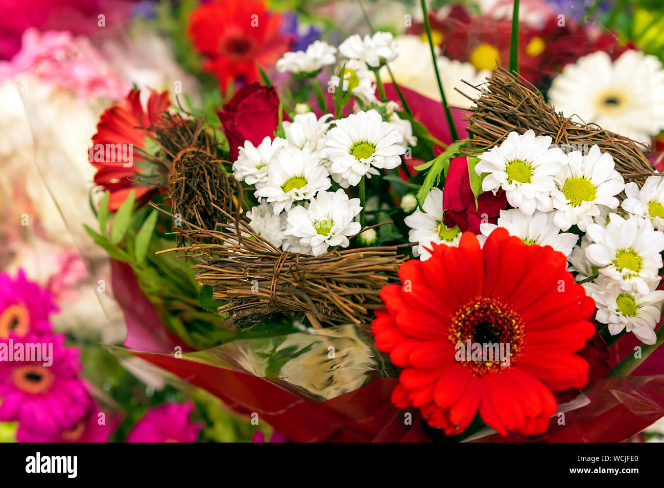 Flower composition from different types of flowers Stock Photo - Alamy