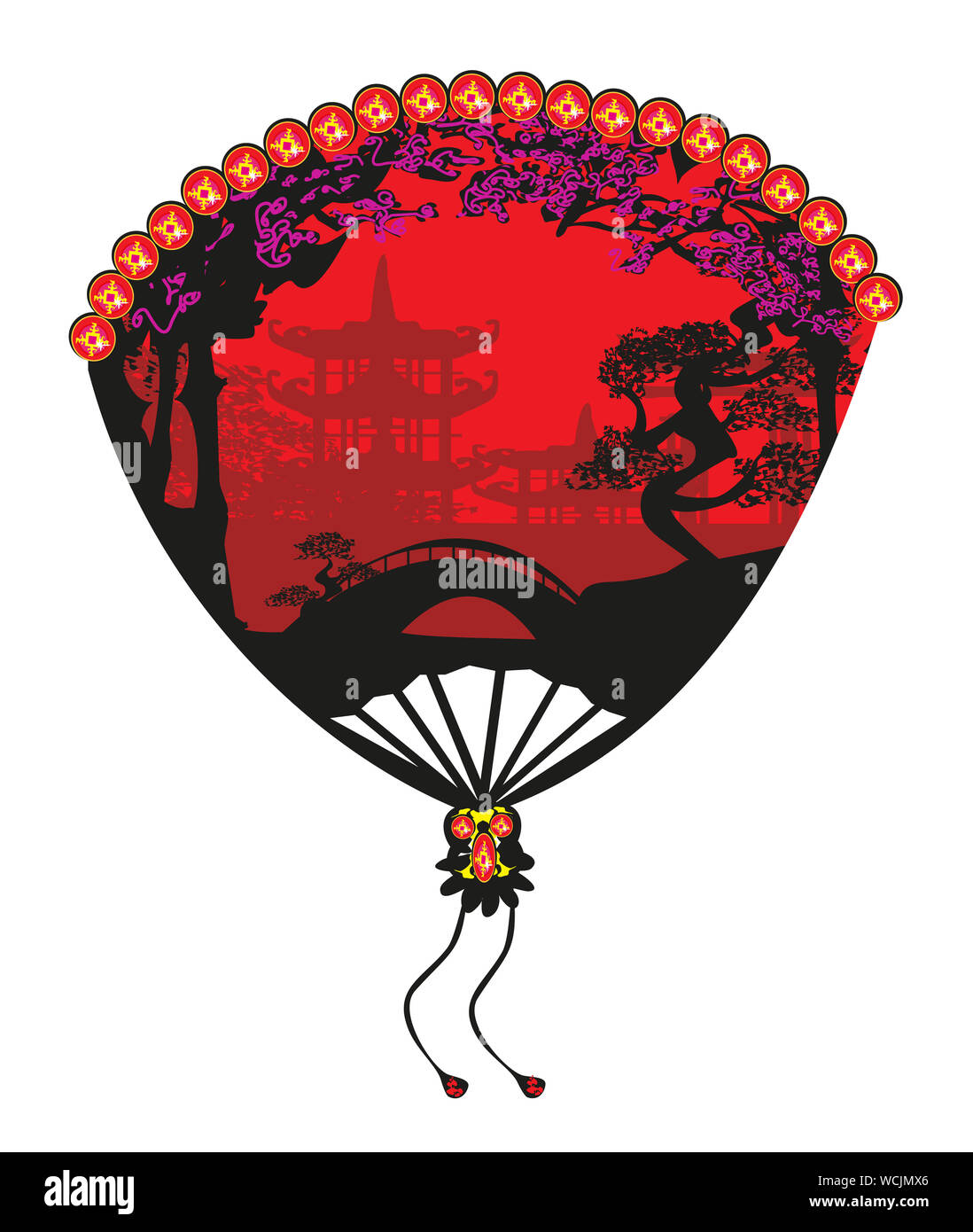 Chinese art fan border hi-res stock photography and images - Alamy