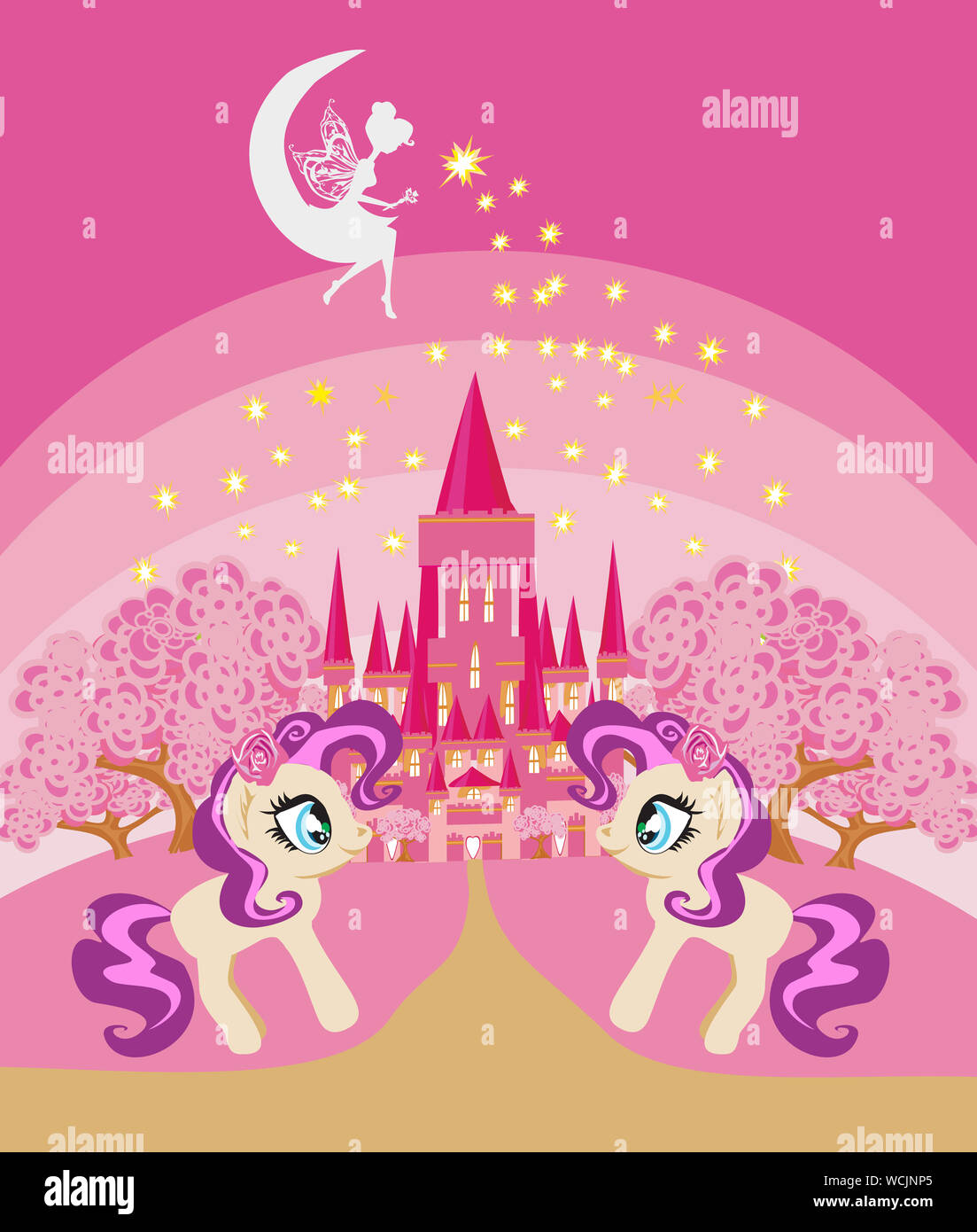 Unicorn With Princess Castle