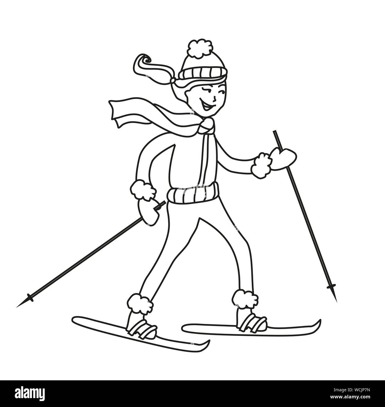 Girl skiing illustration Stock Photo - Alamy