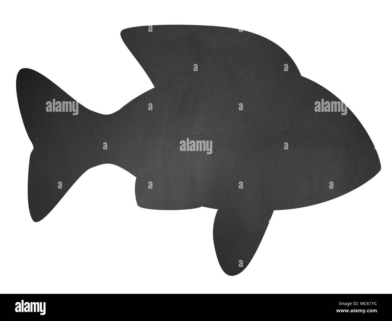 Illustration blank chalkboard, black board fish over white background ...