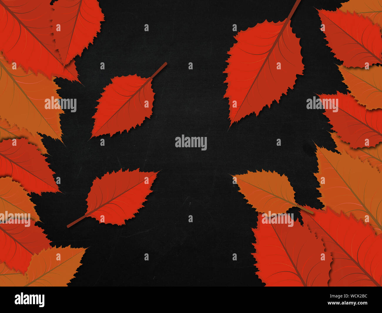 Illustration of colorful leaves on blackboard background Stock Photo ...