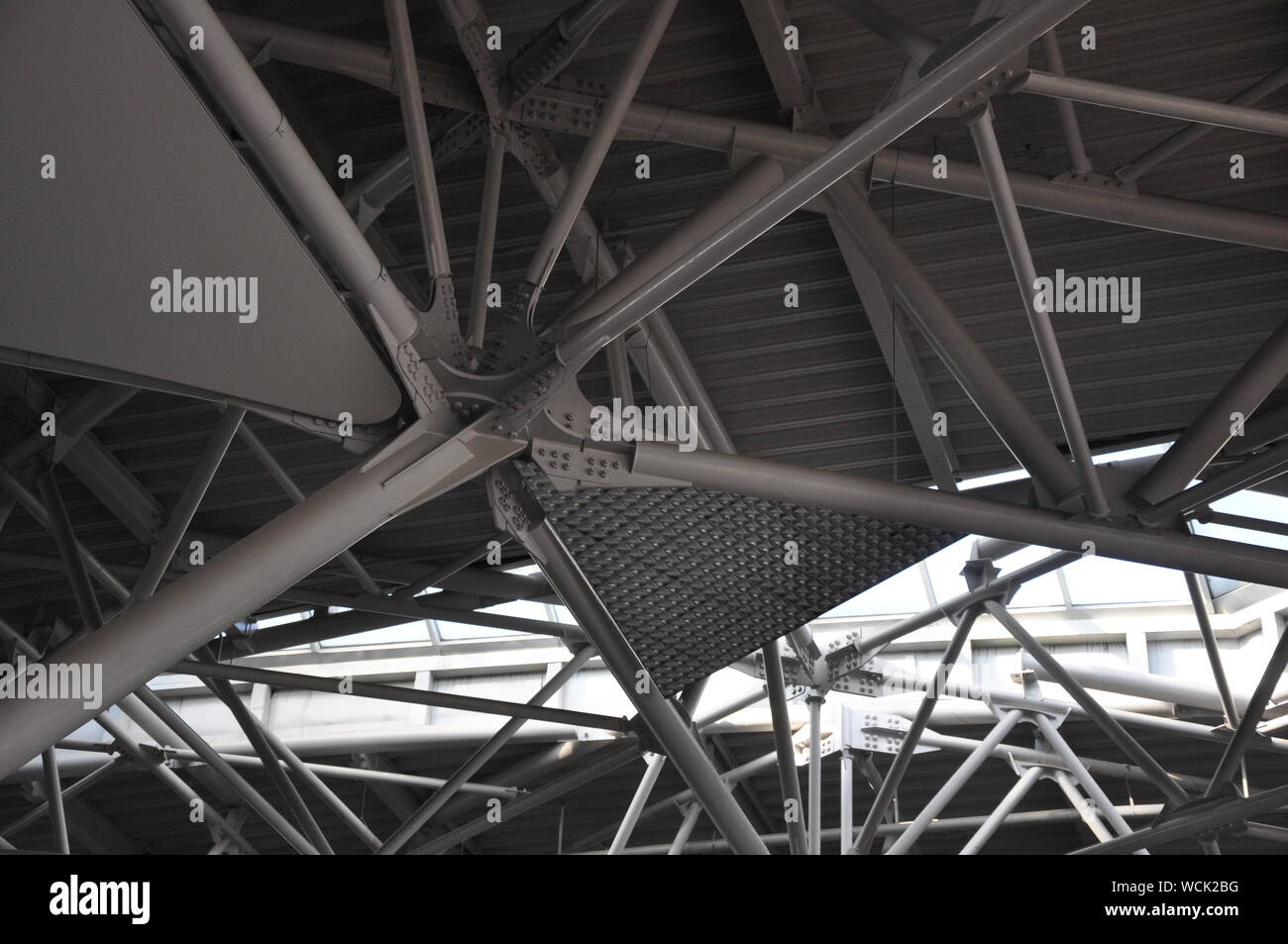 Metalwork in the construction of a modern building. Airport Stock Photo ...