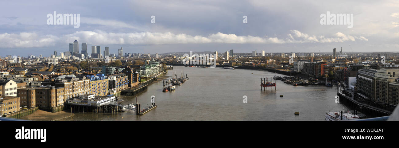 Panoramic view of London from Tower Bridge in December 2015 Stock Photo ...