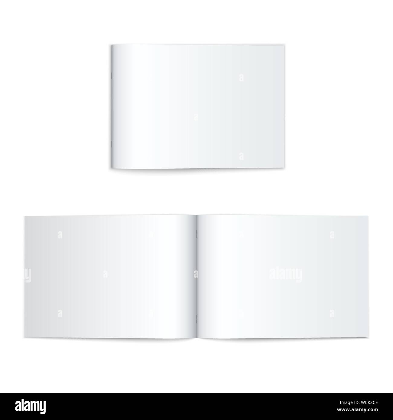 Vector mock up of booklet with soft cover isolated. Opened and closed ...