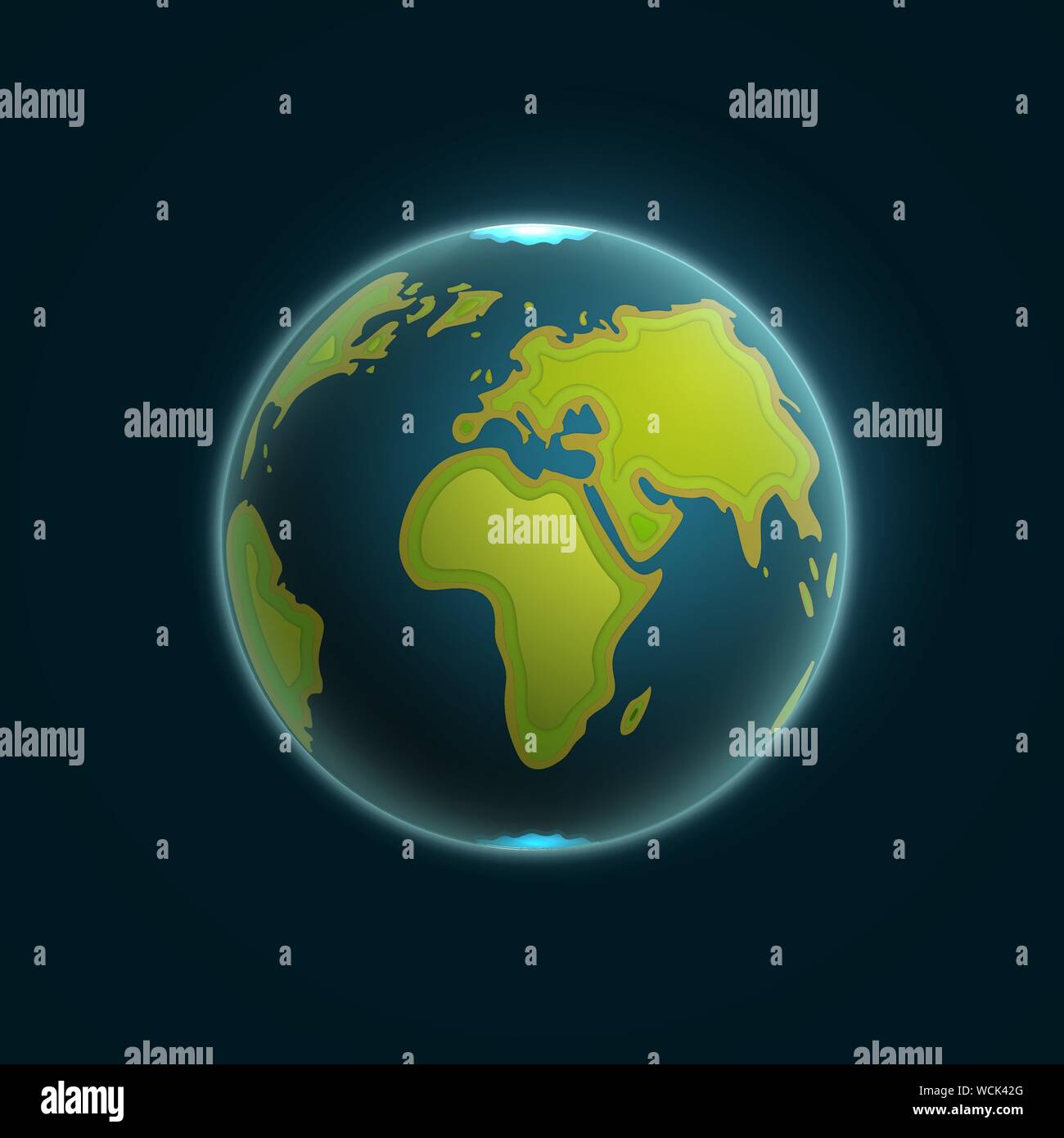 Vector earth globe illustration. Paper carving Earth map shapes with ...